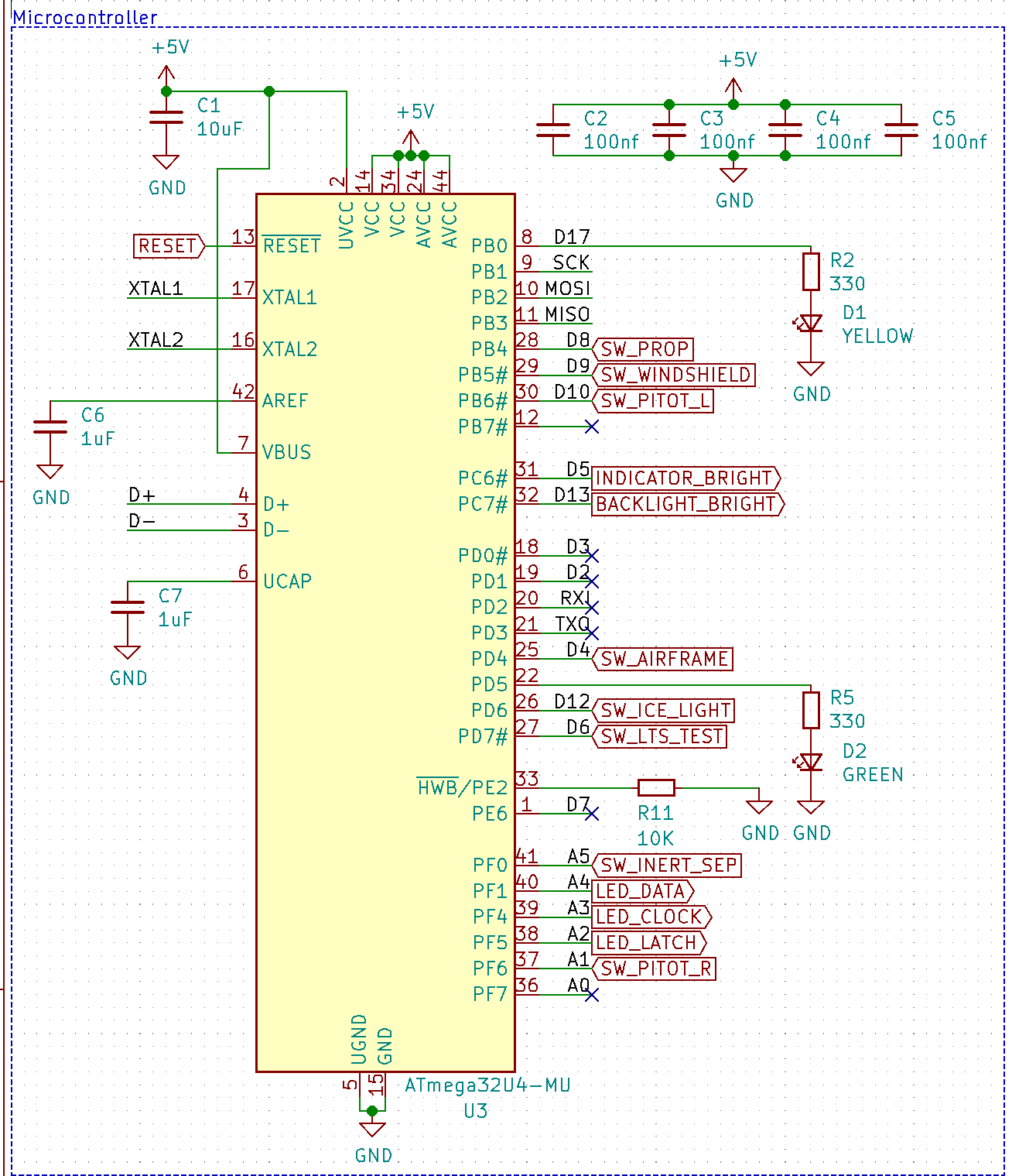Component selection and schematic for a custom ATmega32u4 PCB – Bad ...